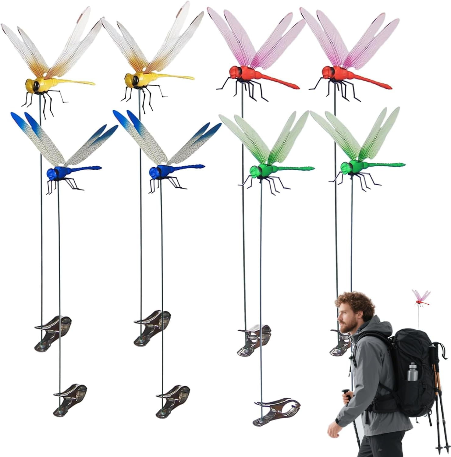 16 Pack Indoor & Outdoor Fake Dragonfly Rod Clip, 3D Artificial ...