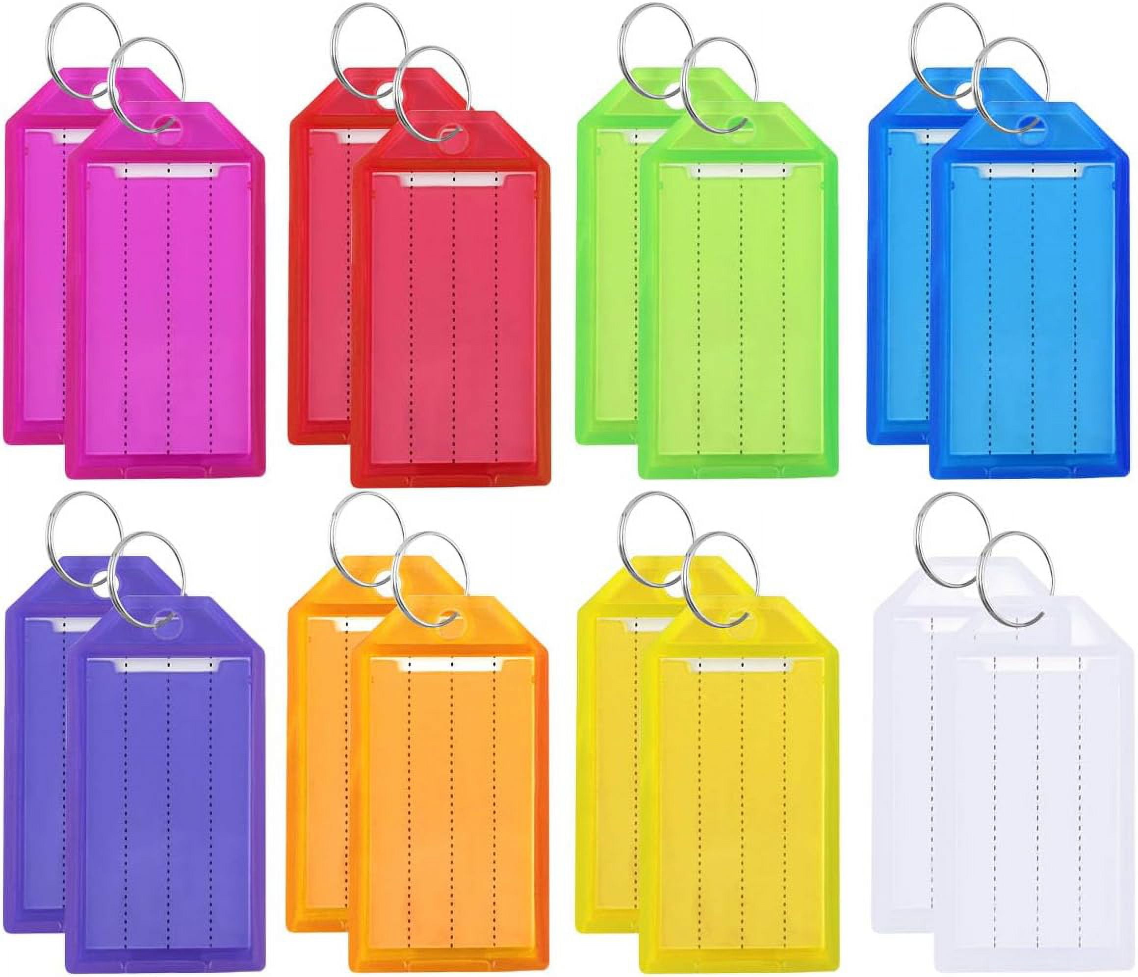 16 Pack Key Tags Tough Plastic Key Tag with Split Ring & Blank Paper ...