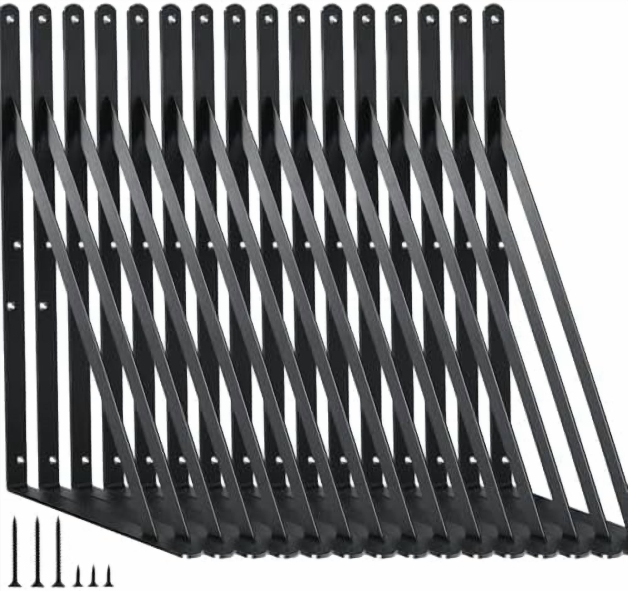 16 Pack L18 x H 12" Black Heavy Duty Shelf Brackets with Screws Metal ...