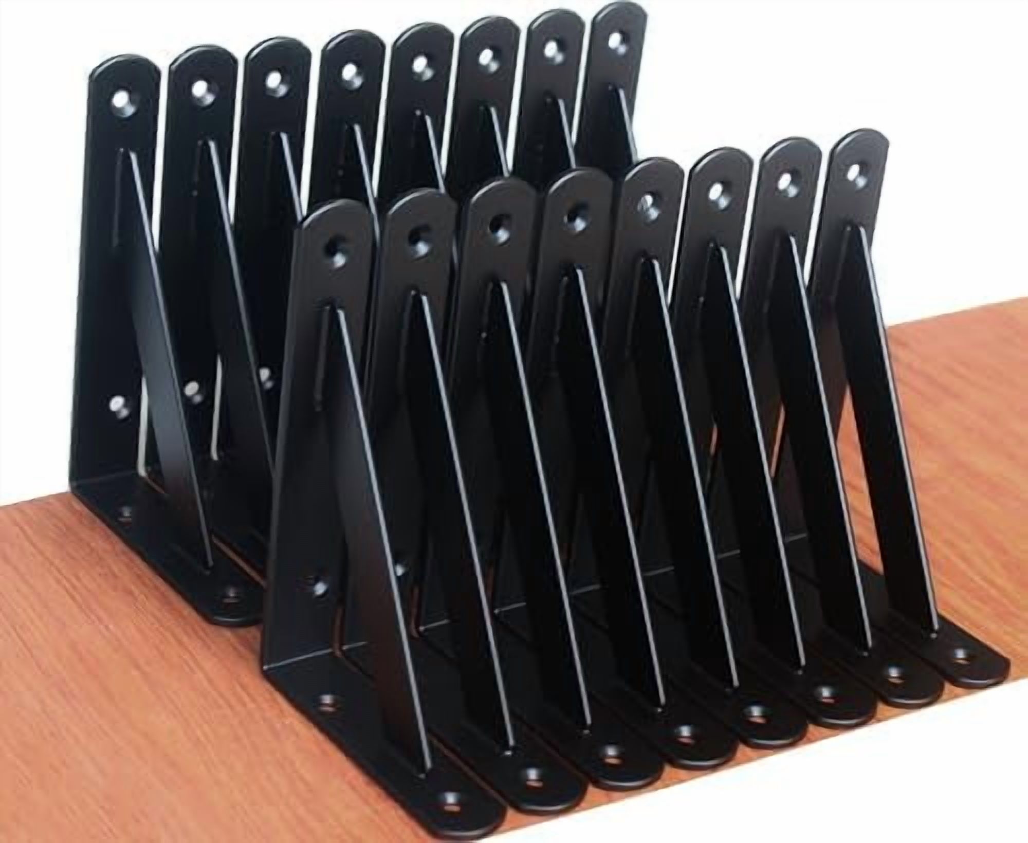 16 Pack L6 x H 4" Black Heavy Duty Shelf Brackets with Screws Metal ...