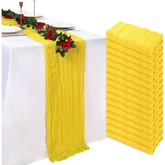 16 Pack Lemon Yellow Cheesecloth Table Runner 10ft Boho Gauze Fabric ...