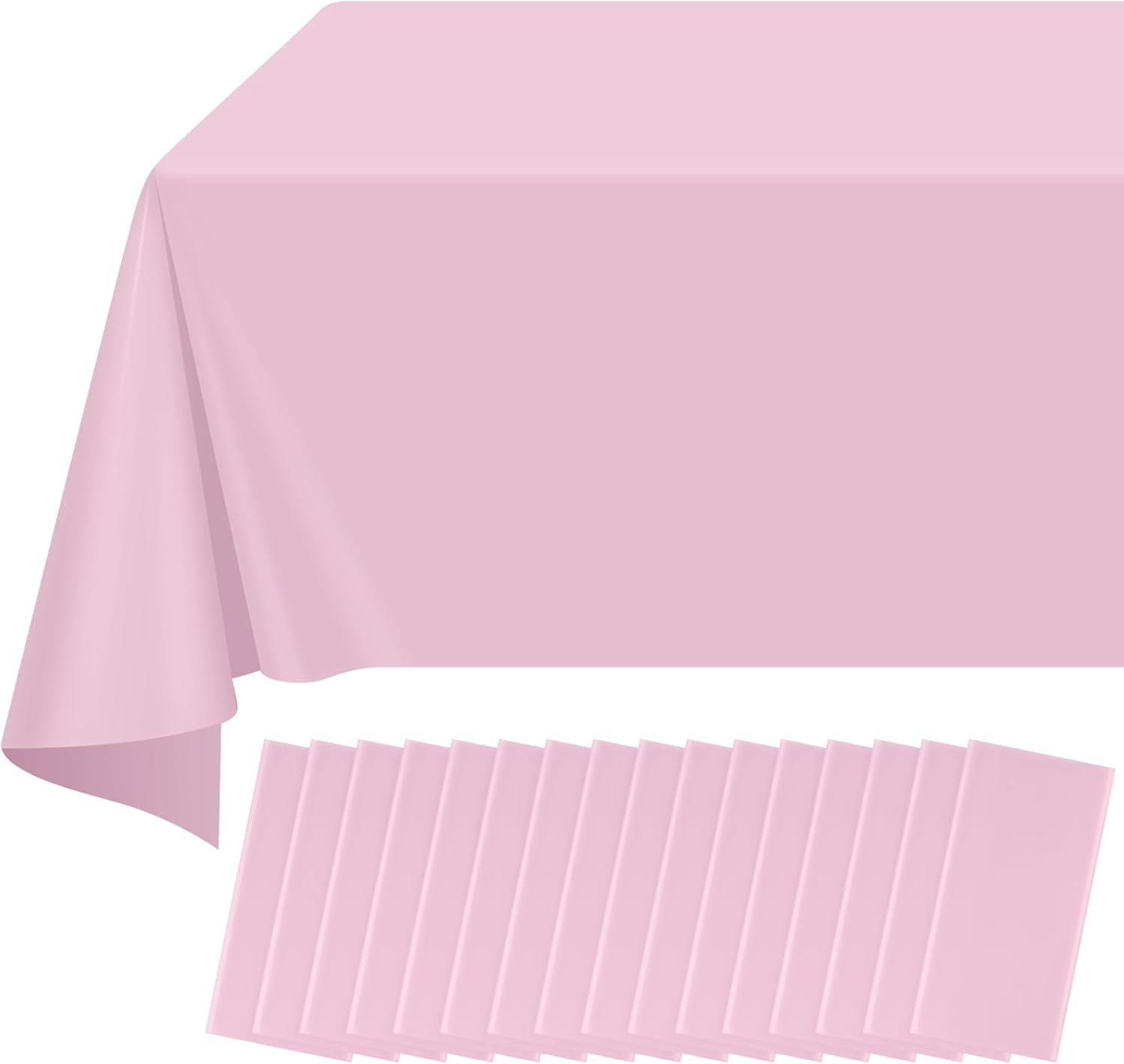 16 Pack Light Pink Plastic Tablecloths for Rectangle Tables, Decorative ...