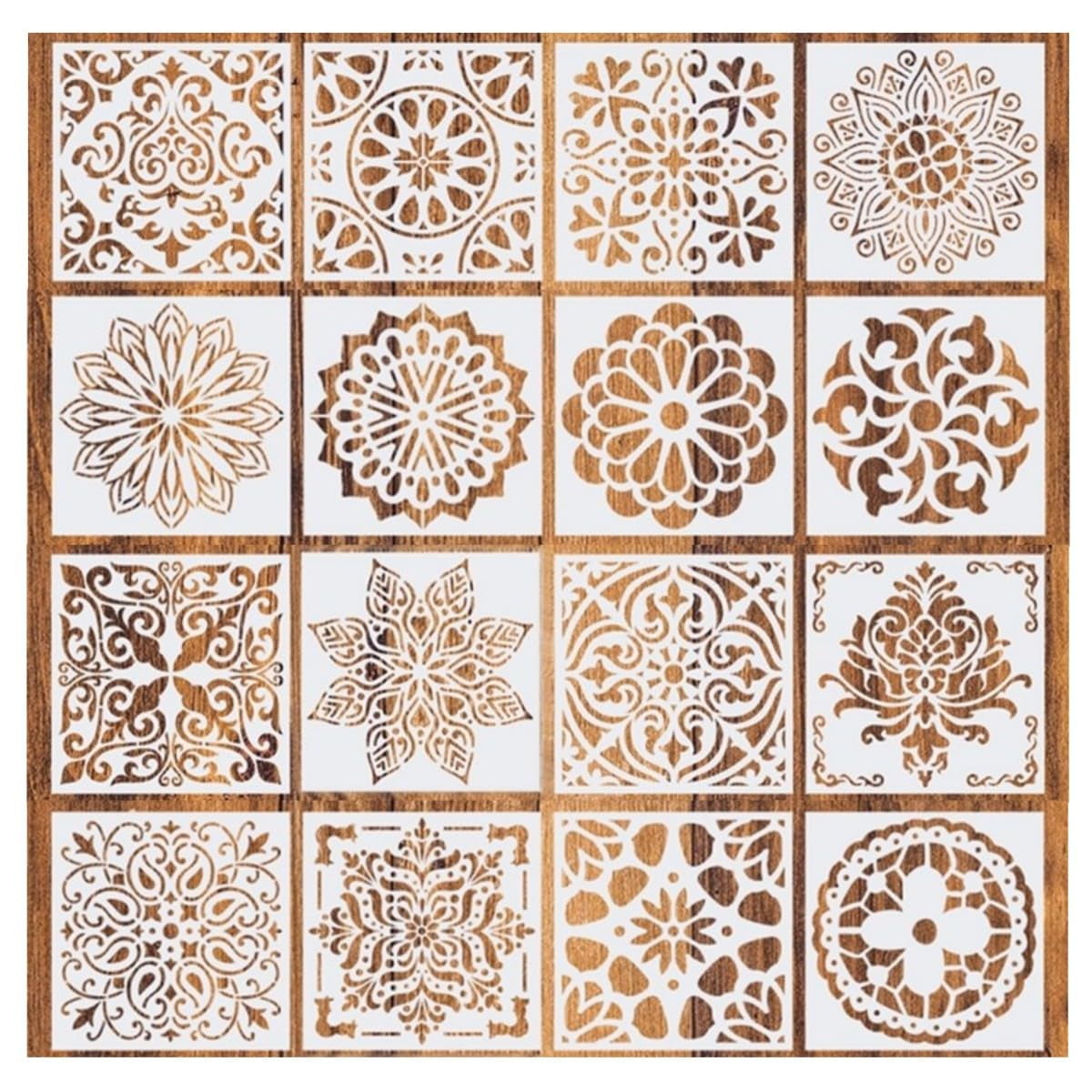 16 Pack Mandala Stencils,Reusable Mandala Dot Painting Stencil Template ...