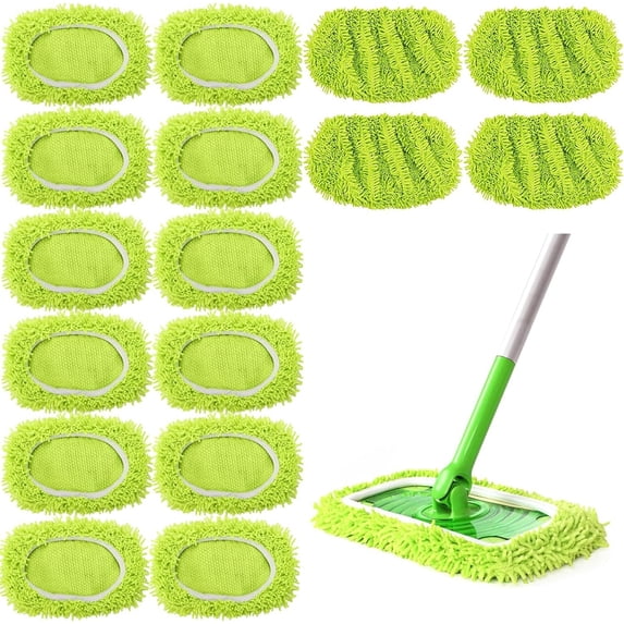 16 Pack Microfiber Mop Pads - Dry Sweeping Cloths & Wet Mopping Cloths ...