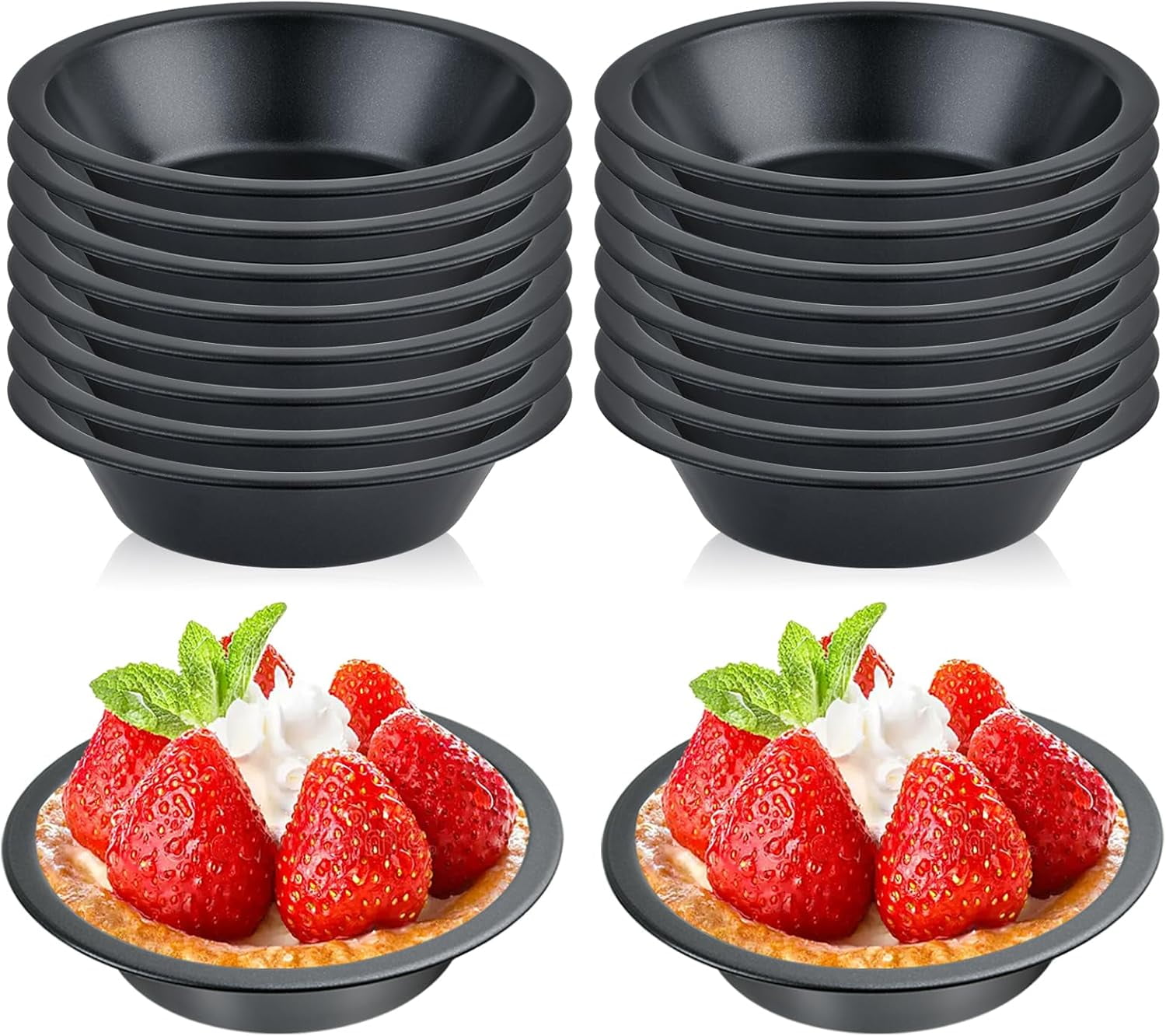 16 Pack Mini Pie Pans, 3.1 Inch Reusable Round Pie Tins Nonstick Pie ...