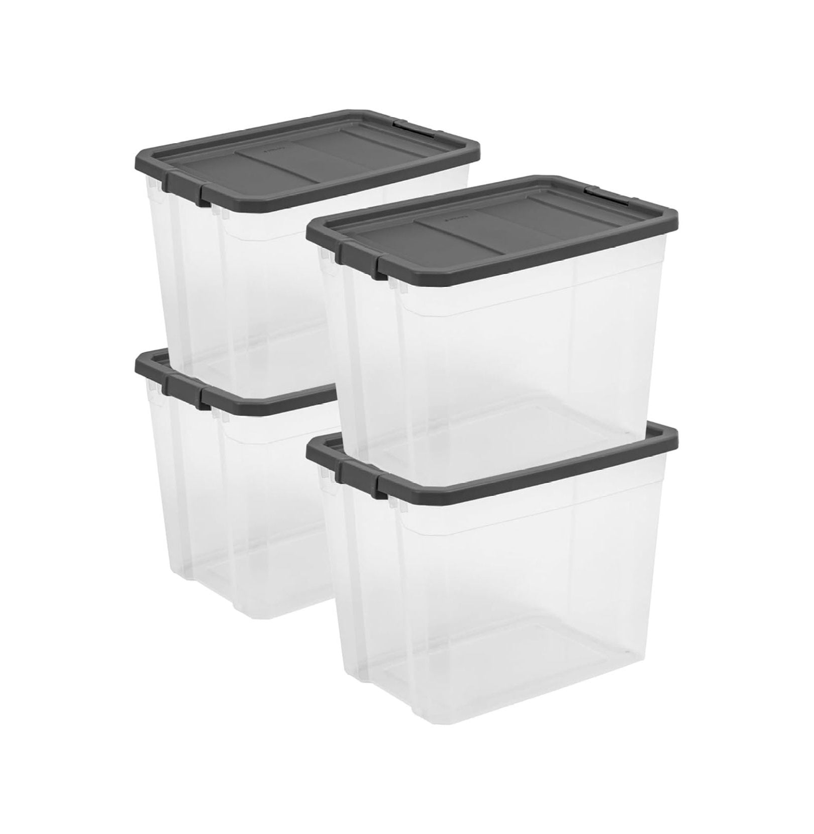 16-Pack Modular Stacker Box, Durable Clear Plastic with Latching Lids ...