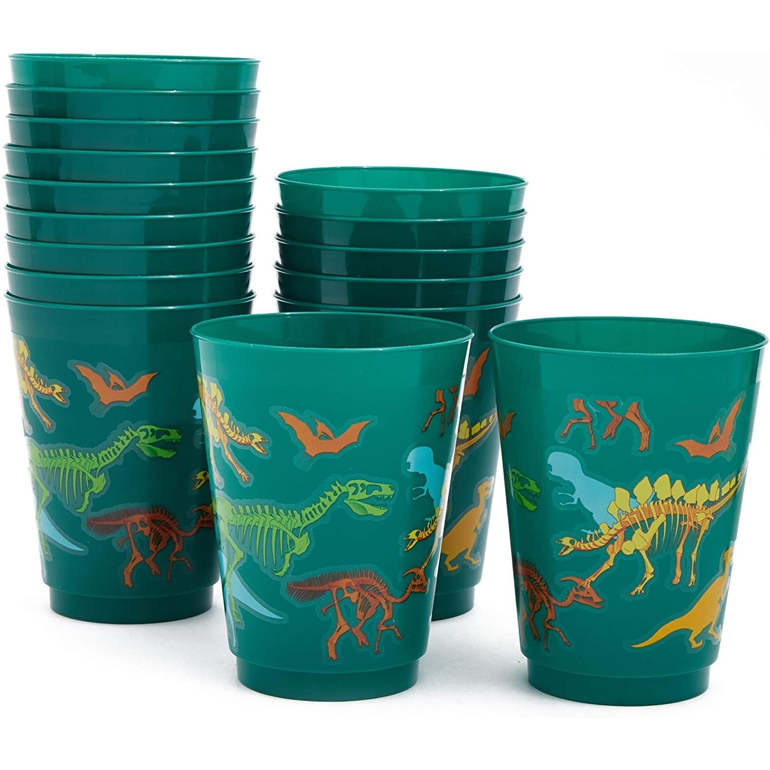 16 Pack REX Themed Dinosaur Plastic Cups, Dino Decorations for Kids ...