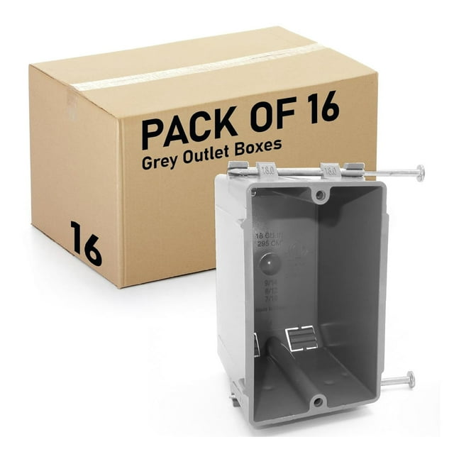 (16 Pack) Plastic Electrical Box, Single Gang New Work Junction Box ...