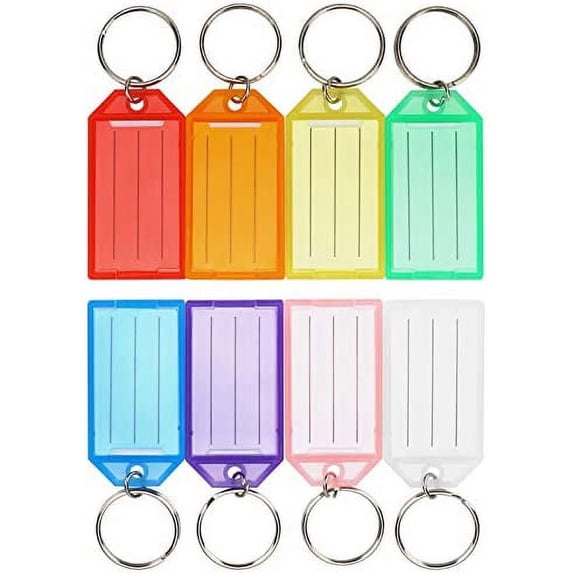 16 Pack Plastic Key Tags, Key Labels with Ring and Label Window, 8 ...