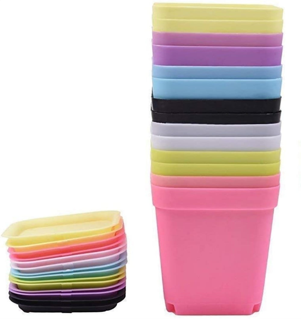 Happon 16 Pack 3 Inch Square Nursery Pots, Small Plastic Planters for ...