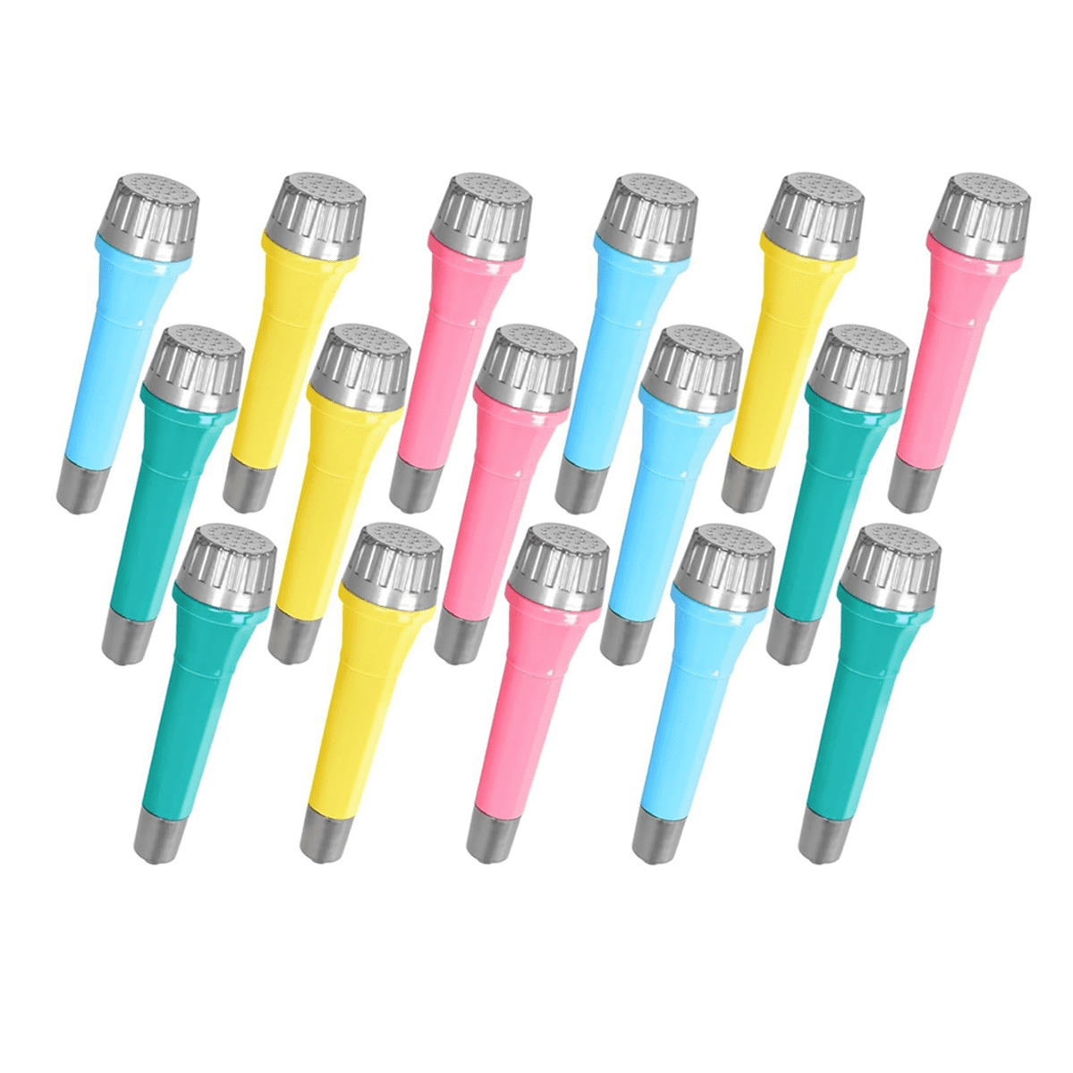 16 Pack Plastic Toy Microphones, Colorful Fake Microphone for Goody Bag ...