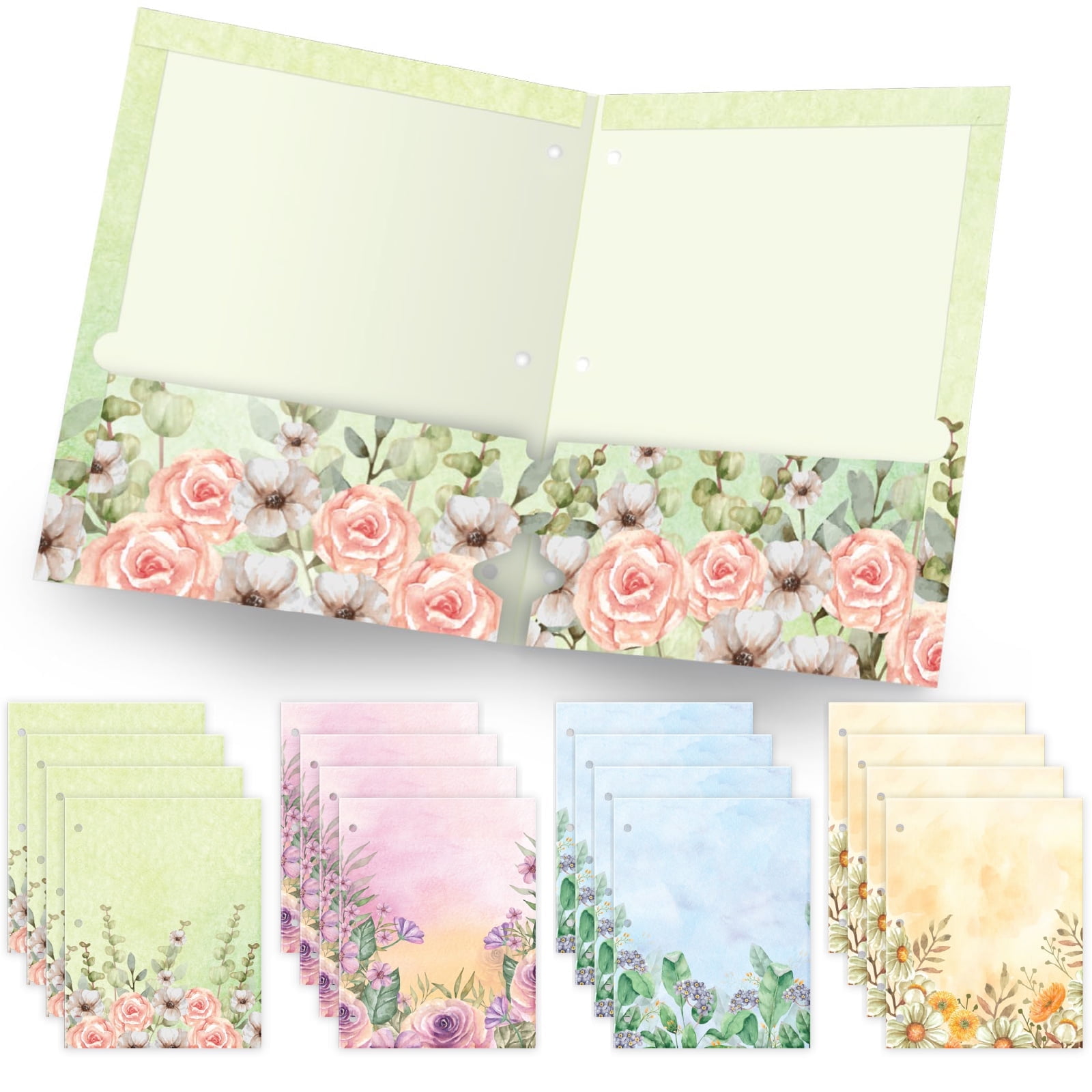 16 Pack Pocket Folders - Watercolor Floral - Walmart.com