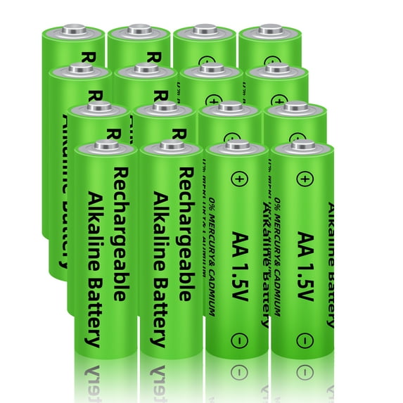 16-Pack Rechargeable AA Batteries, 1.5V 3000mAh, Pre-Charged, for Solar Lights & Household ...