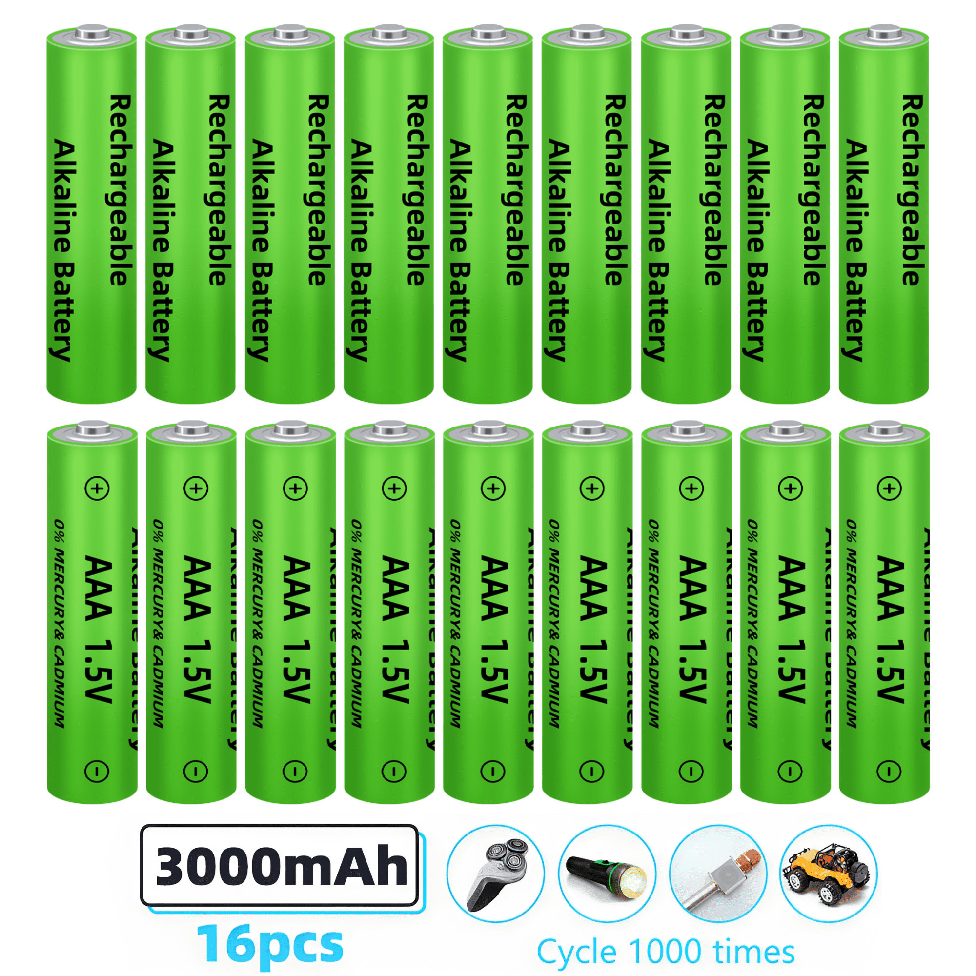 16-Pack Rechargeable AAA Batteries Pre Charged,DFITO Alkaline 1.5V 600mAh Triple A Solar ...