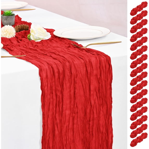 16 Pack Red 10FT Cheesecloth Table Runners, Boho Gauze Sheer Fabric ...