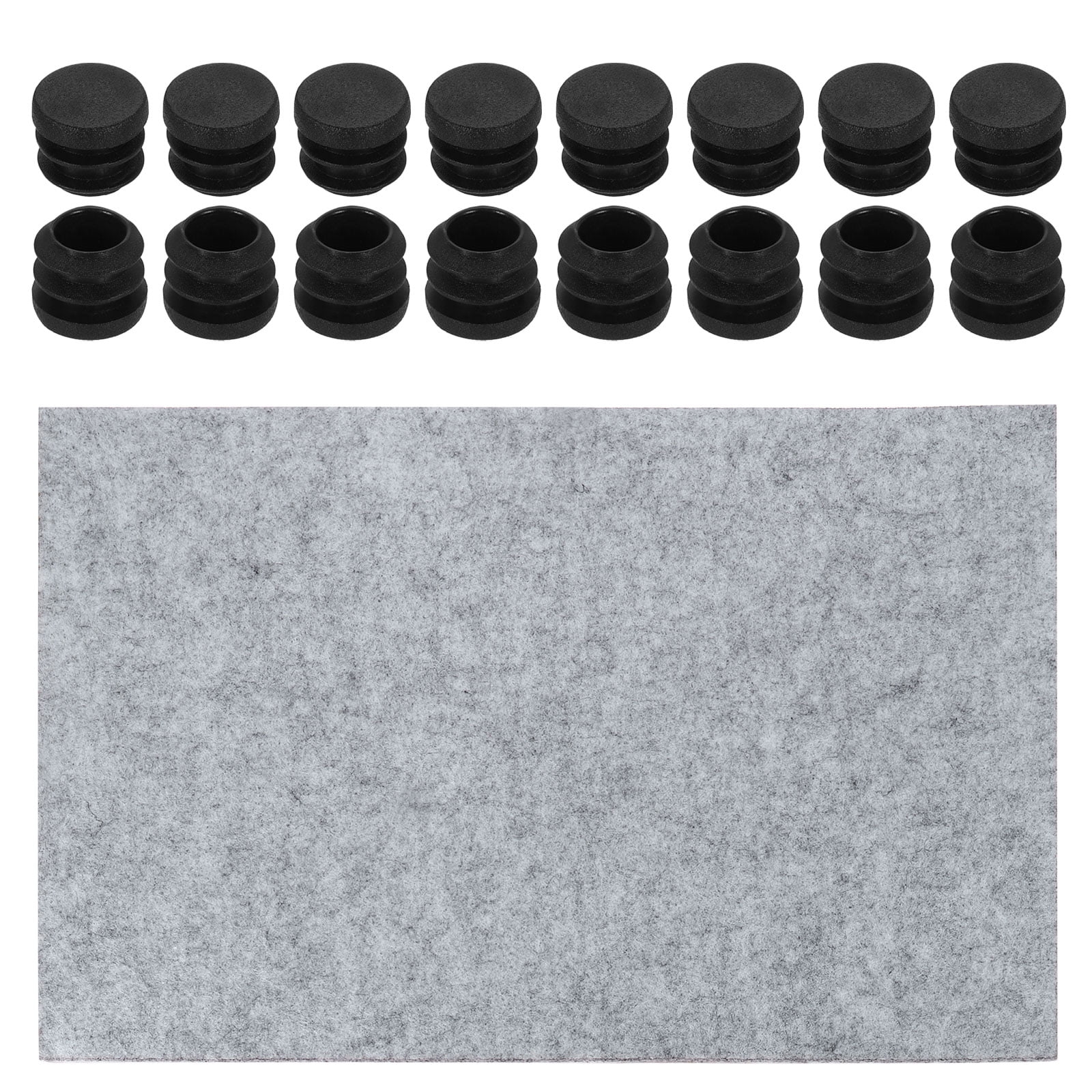16 Pack Round Plastic Plugs with Furniture Felt Pad, 16mm/0.63" Tubing ...