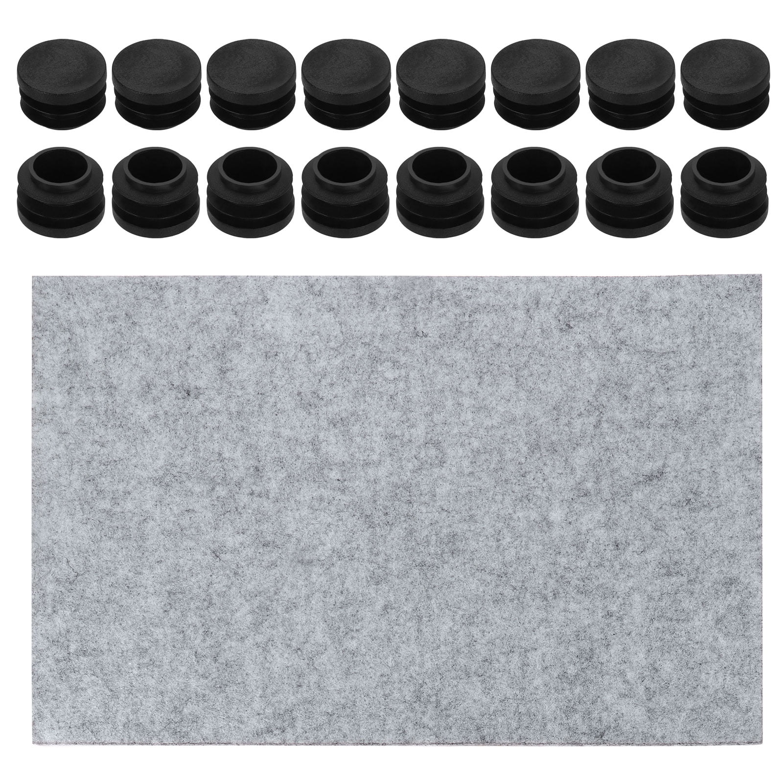 16 Pack Round Plastic Plugs with Furniture Felt Pad, 20mm/0.79" Tubing ...