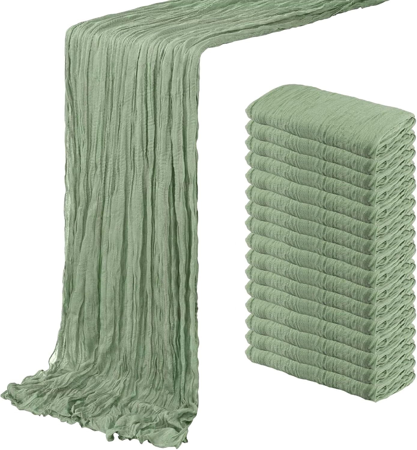 16 Pack Sage Green Cheesecloth Table Runner 20 x 120 inch Gauze Table ...