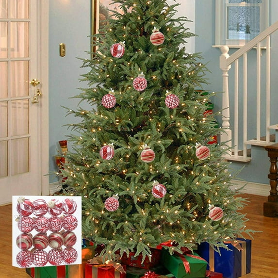 16 Pack Shatterproof Christmas Ornaments | 60mm Plastic Christmas Ball ...