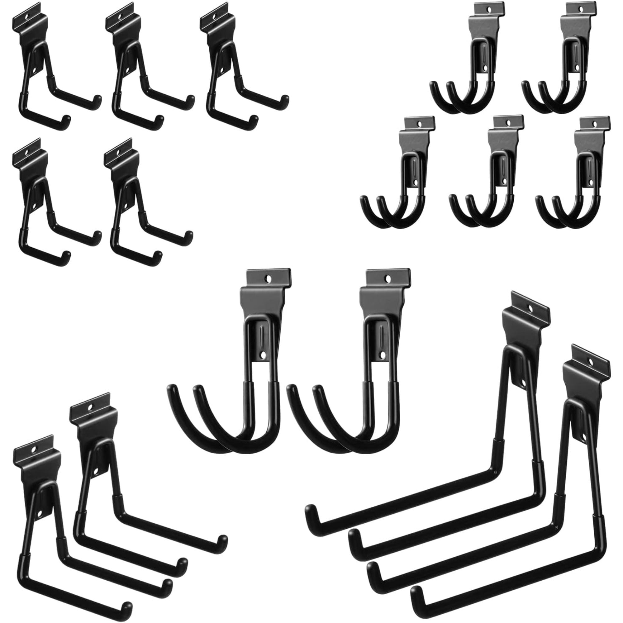 16-Pack Slatwall Hooks - Heavy Duty Steel Garage Storage Hangers, Black ...