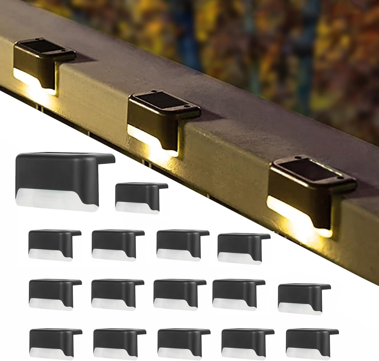 16-Pack Solar Deck Lights Outdoor Waterproof - LED Step Lights for ...