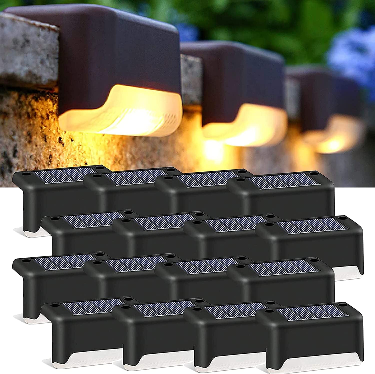 16 Pack Solar Deck Lights, Solar Step LED Lights for Outdoor ...