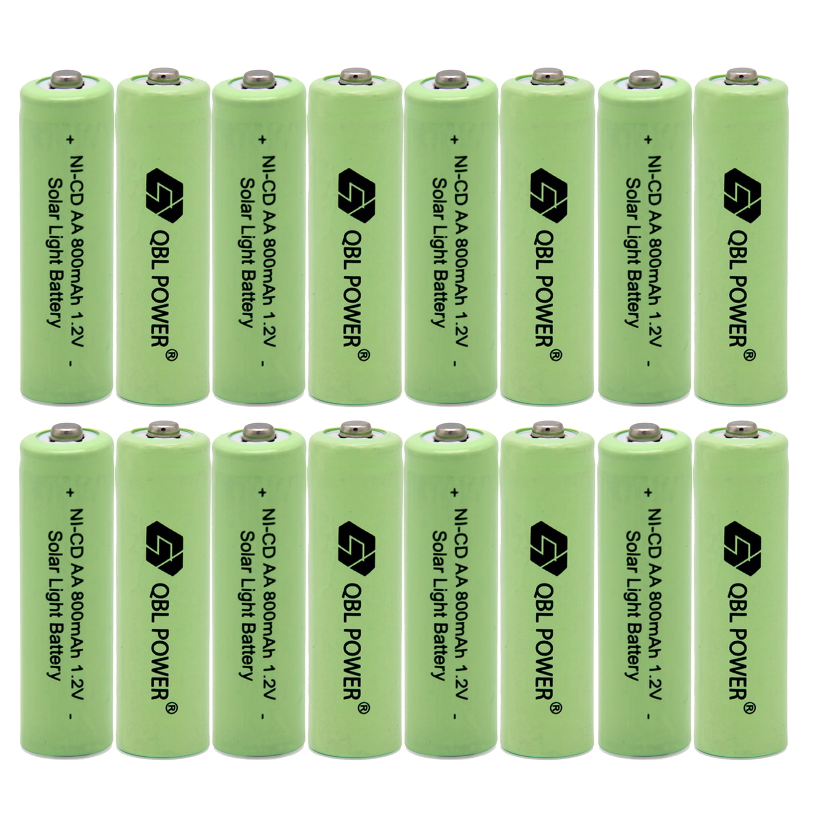 (16-Pack)Solar Light Batteries AA NiCd AA 800mAh 1.2V Rechargeable for ...