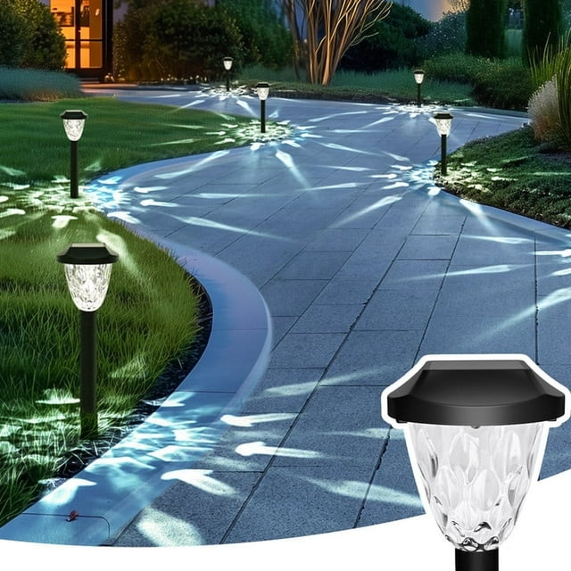 16 Pack Solar Outdoor Lights, Waterproof Auto On/Off Cold White Solar Pathway Lighting for Lawn ...