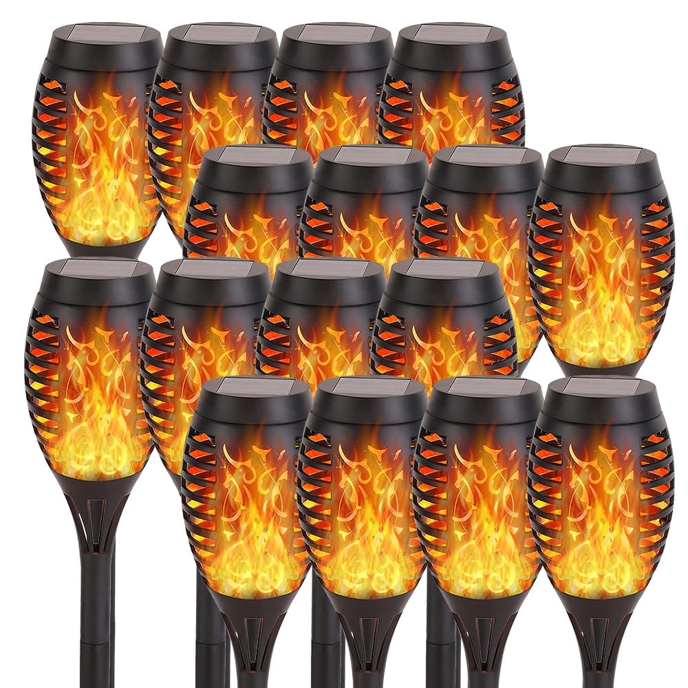16 Pack Solar Torch LED Lights, Flickering Outdoor, Waterproof, Auto On ...