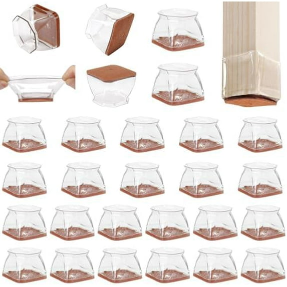16 Pack Square Chair Leg Floor Protectors for Hardwood Floors, Silicone ...