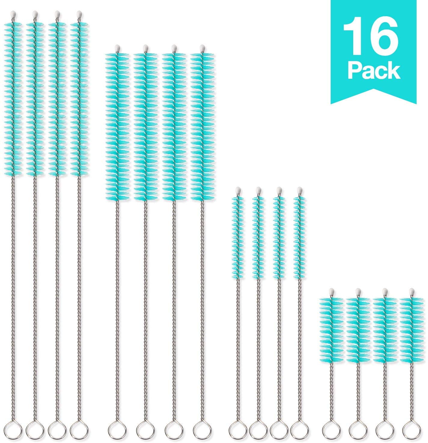 16-Pack Straw Cleaning Brush Set, Multiple Size Straw Cleaner for All ...