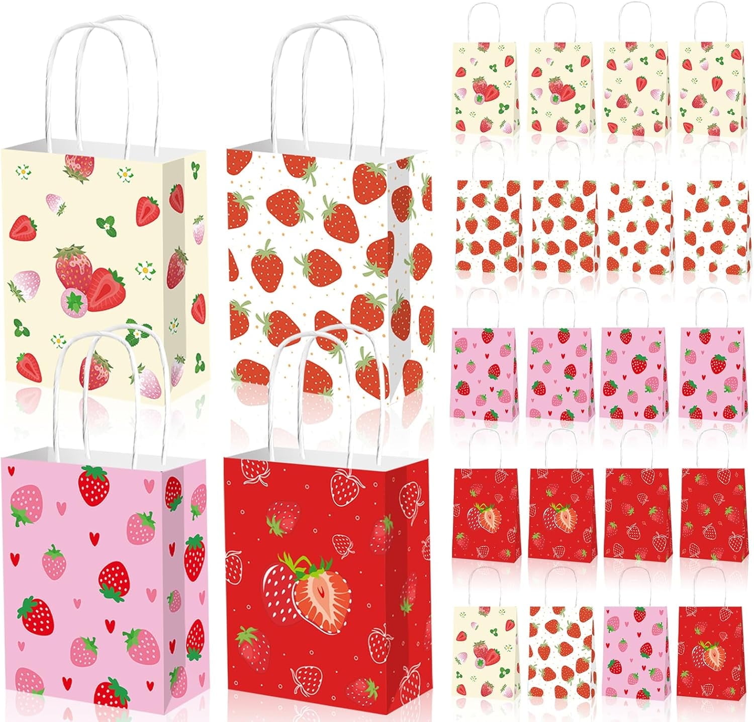 16 Pack Strawberry Party Favor Bags, Strawberry Gift Bags With Handles ...