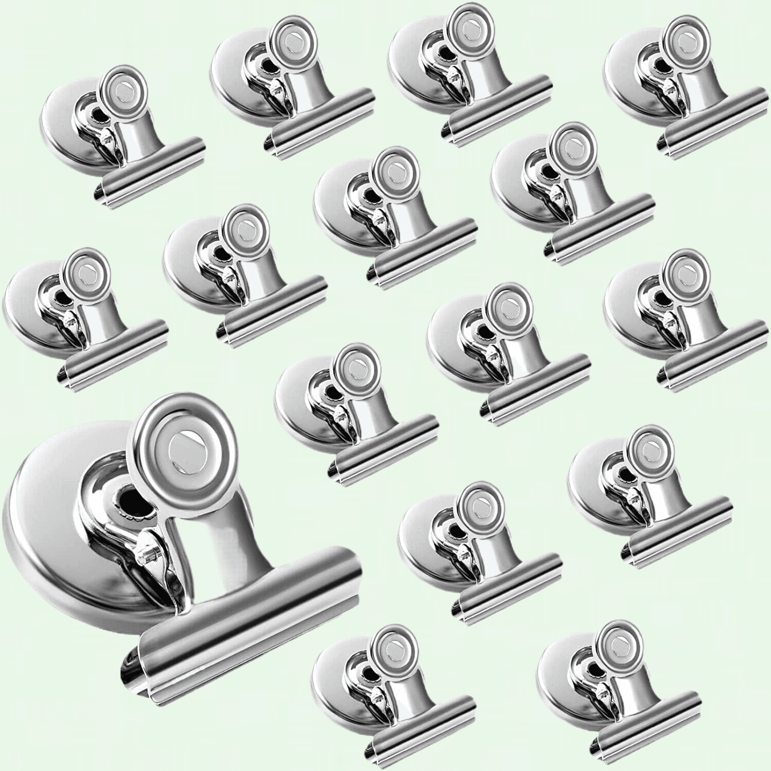 16 Pack Strong Magnetic Clips for Fridge Whiteboard, Silver Metal Clips ...