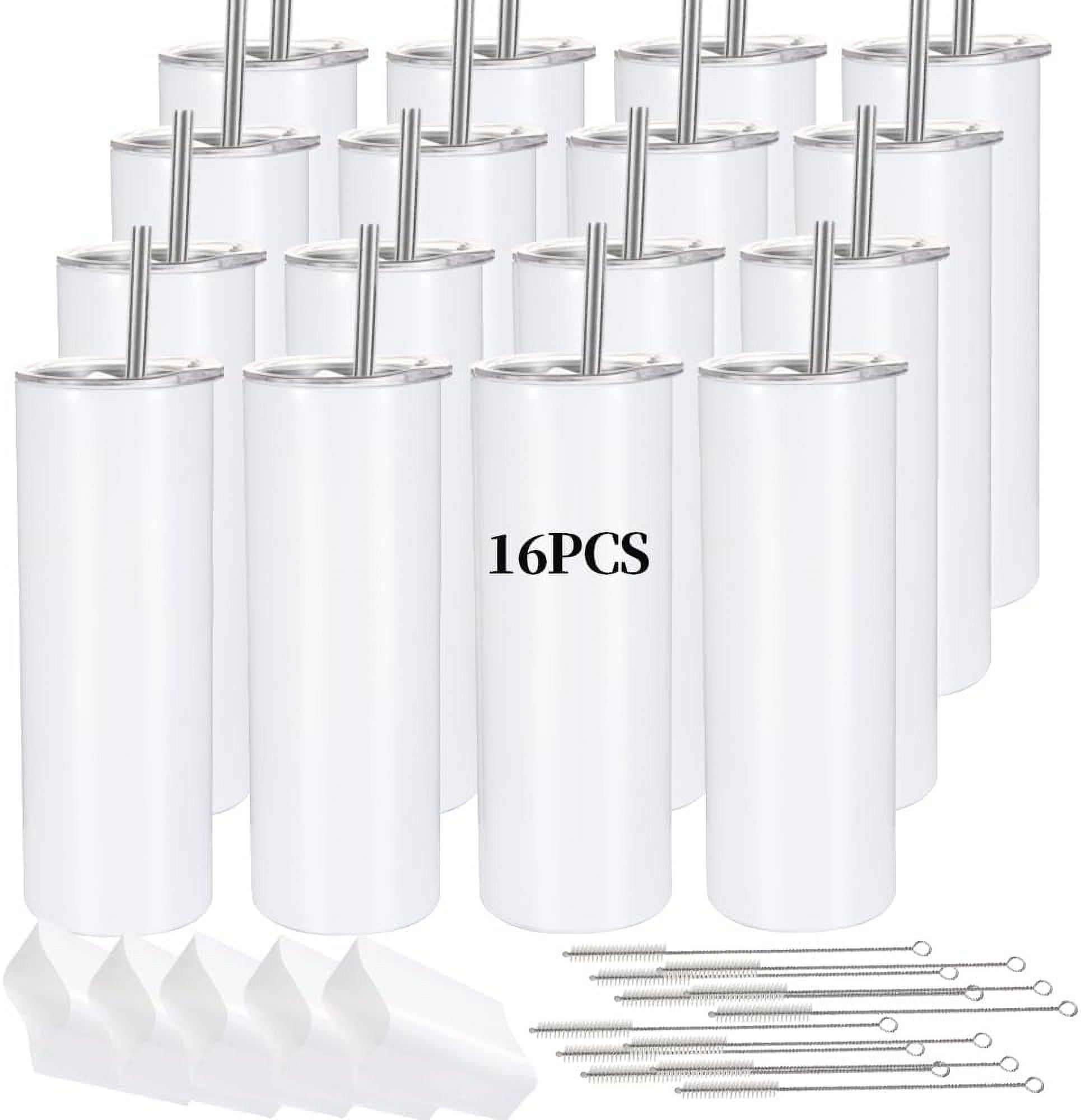 16 Pack Sublimation Tumblers Straight Skinny Tumbler Blanks Bulk 20oz ...