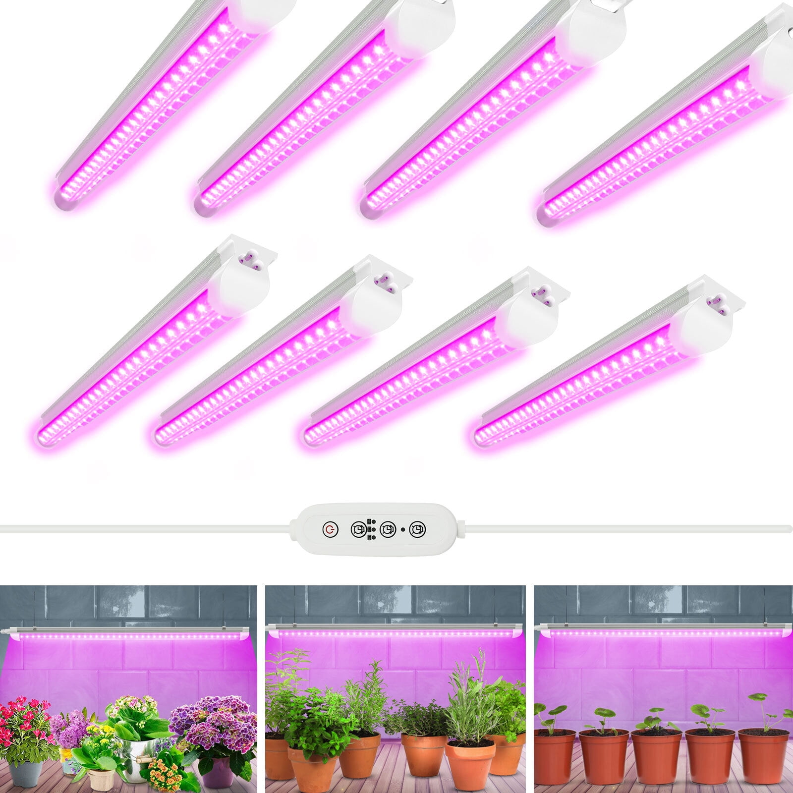 16 Pack T8 LED Grow Lights Indoor 2FT LED Plant Lamps 20W Full Spectrum ...