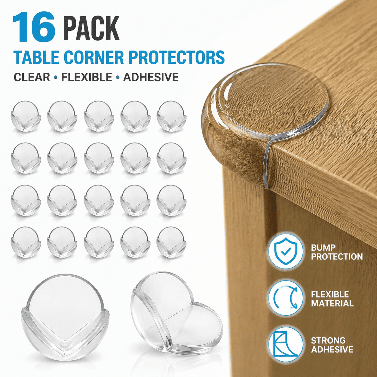 16 Pack Table Corner Protectors For Bump Safety Clear Transparent ...