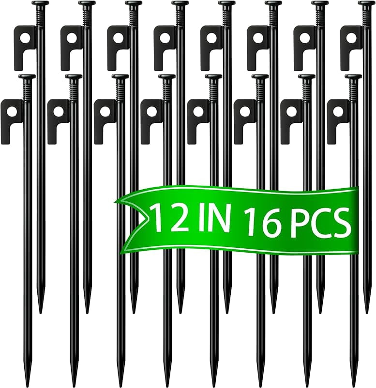 16 Pack Tent Stakes Heavy Duty Metal Tent Pegs 8 Inch Anti-Rust Camping ...