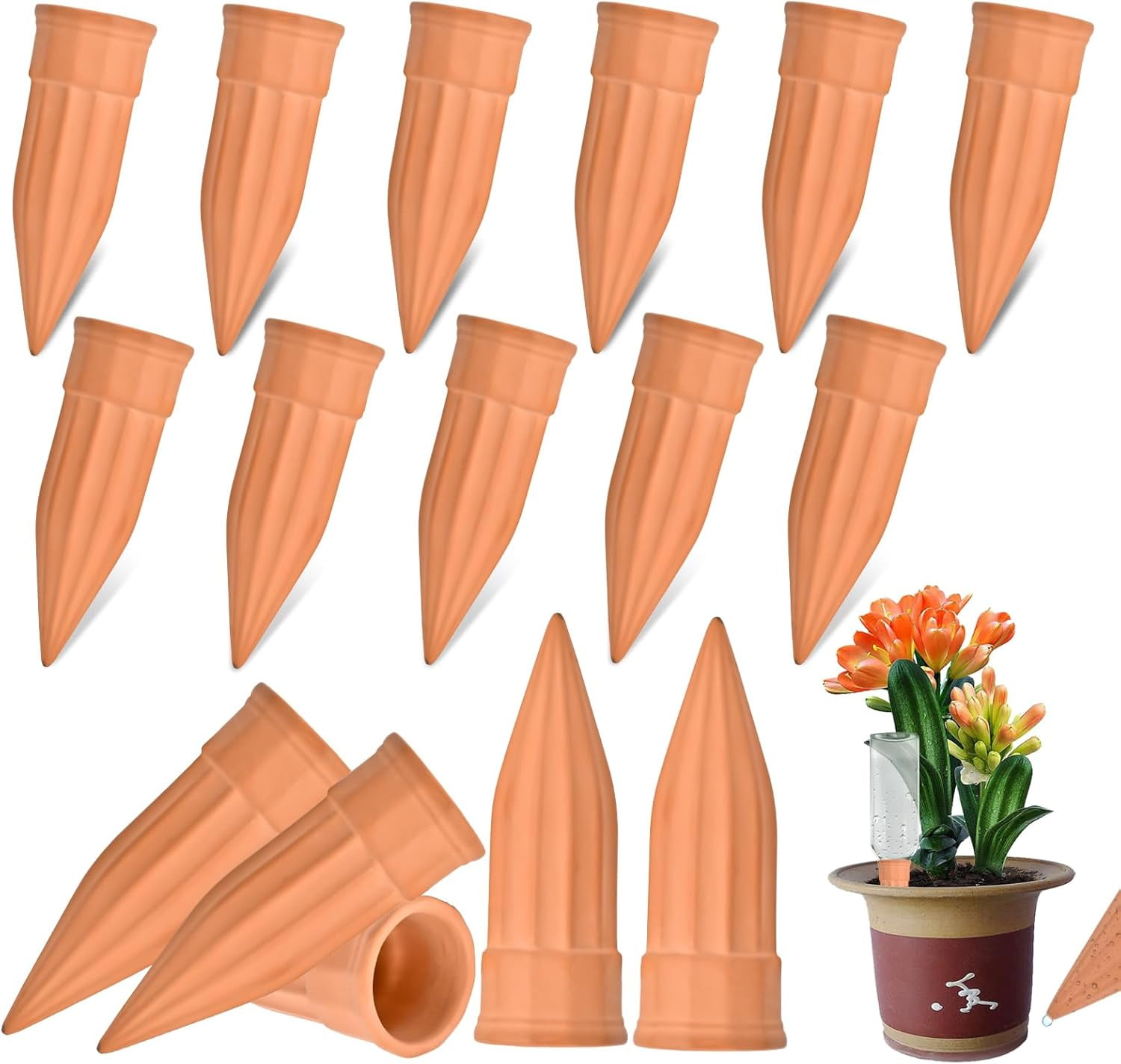 16 Pack Terracotta Plant Waterers - Self Watering Spikes and Watering ...