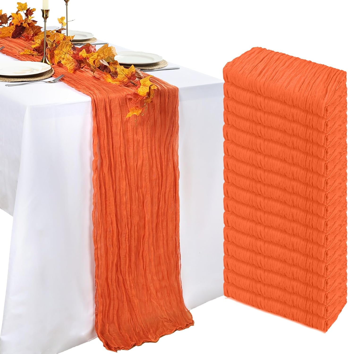 16 Pack Thanksgiving Fall Table Runner Orange Cheesecloth 10ft Boho ...