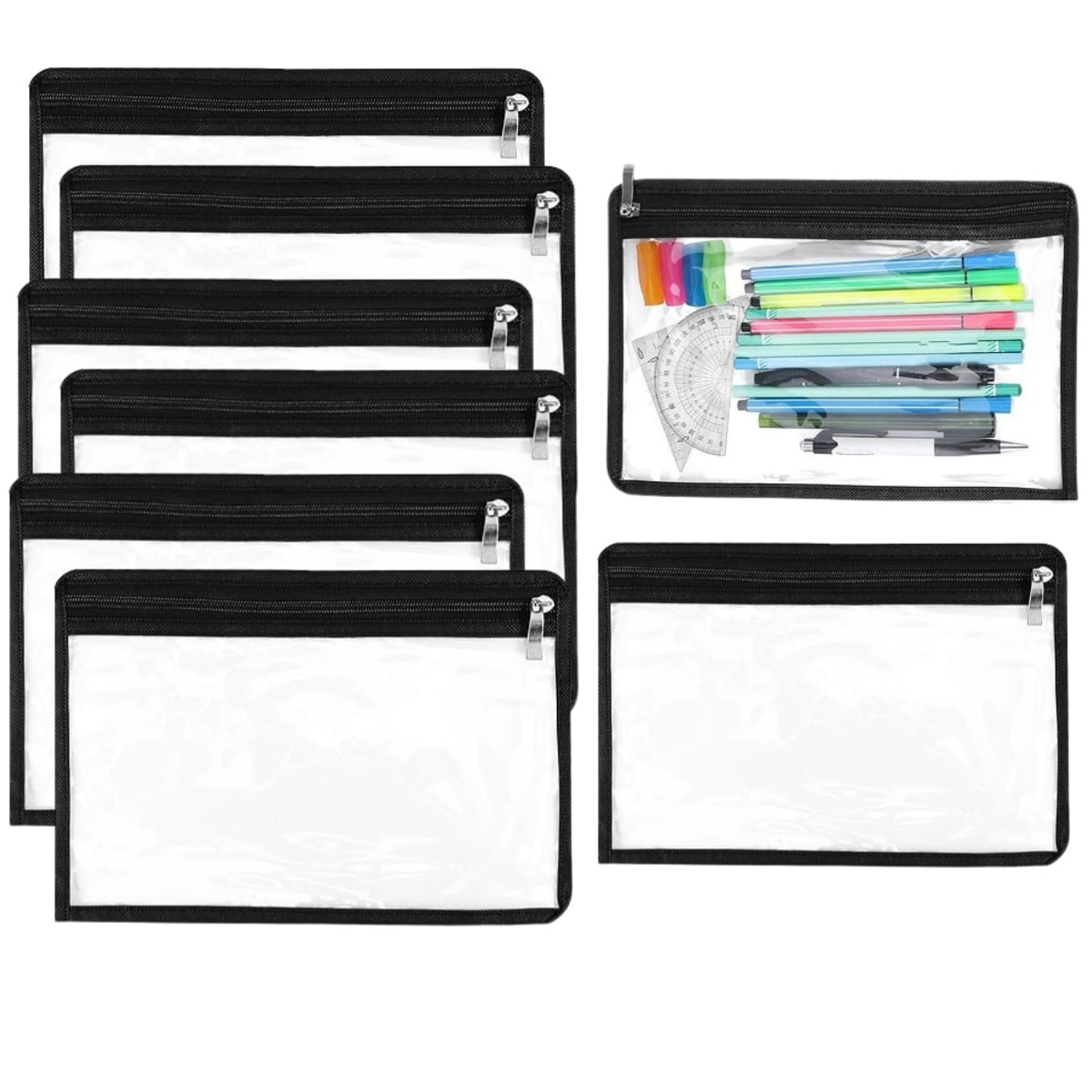 16 Pack Transparent Pouch Bags, Clear Zipper Pouches, PVC Waterproof ...