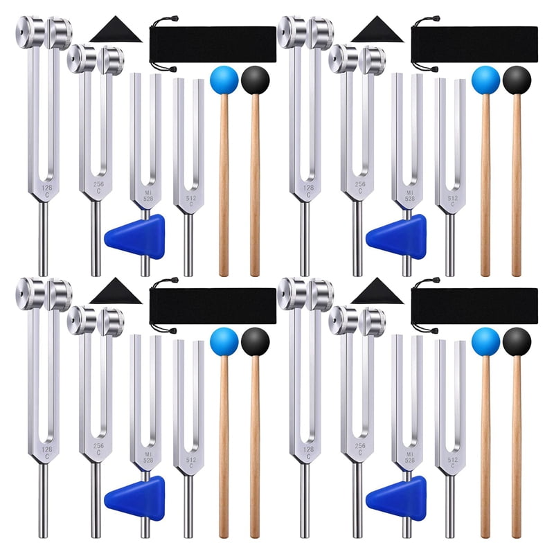 16 Pack Tuning Fork Set(128 Hz,256 Hz,512 Hz,528 Hz)with Tuning Fork Hammer for Sound Sound ...