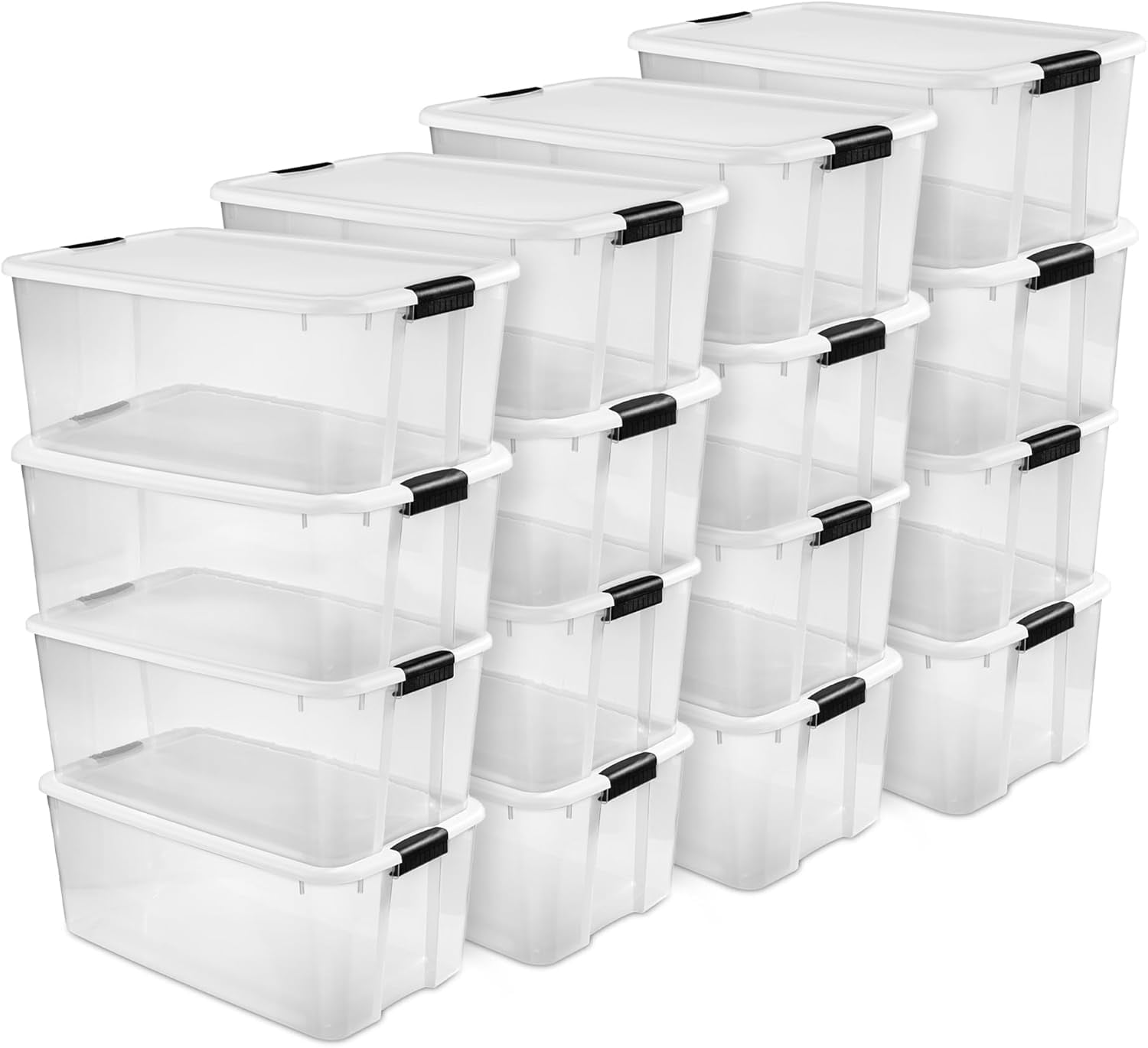 16-Pack Ultra Latching Box, Plastic Storage Organizer Bins w/Lids, 116 ...