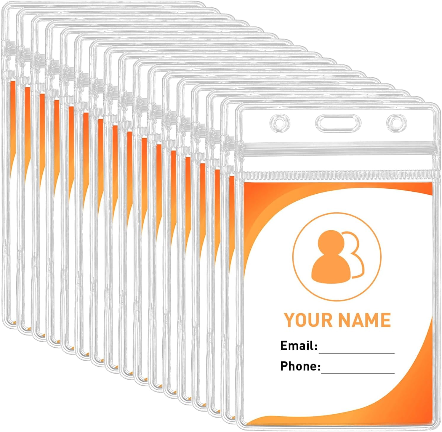 16 Pack Vertical ID Badge Holders, Waterproof & Tear-Resistant Clear ...