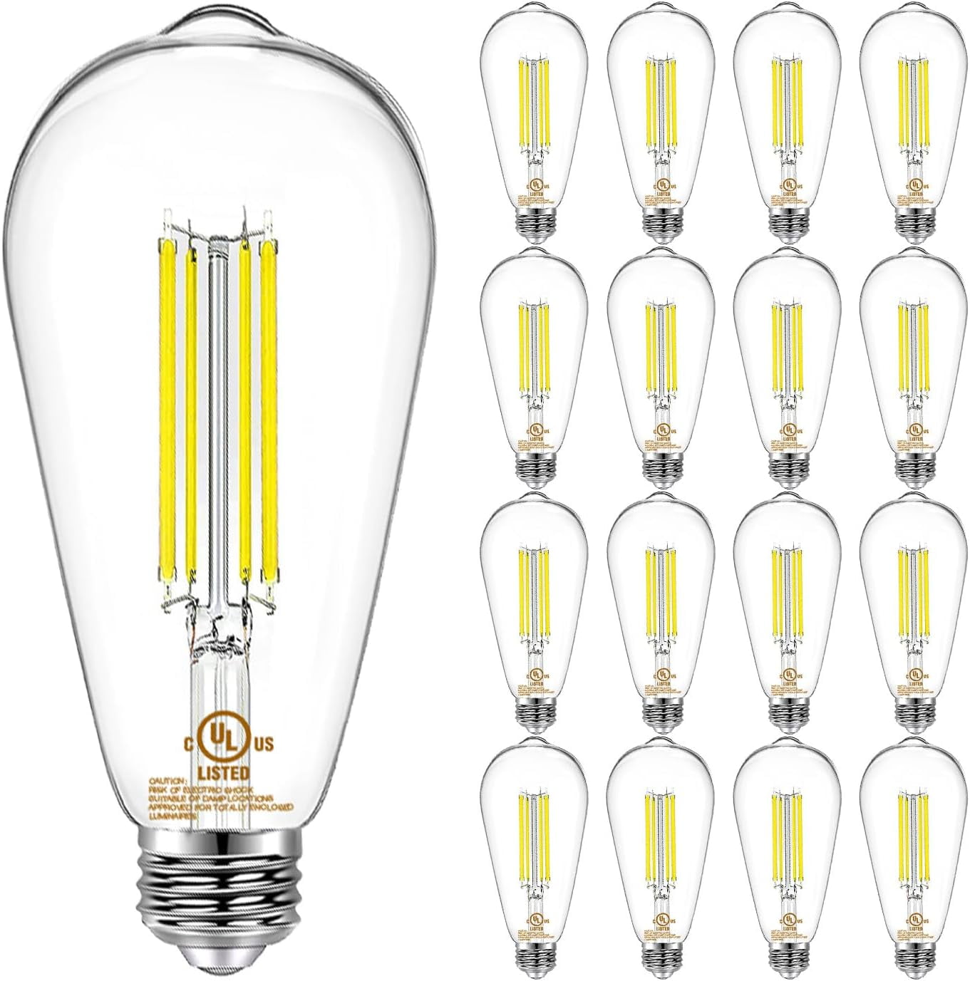 16 Pack Vintage LED Edison Bulbs, E26 Led Bulb 60W Equivalent, Dimmable Led Light Bulbs, High ...