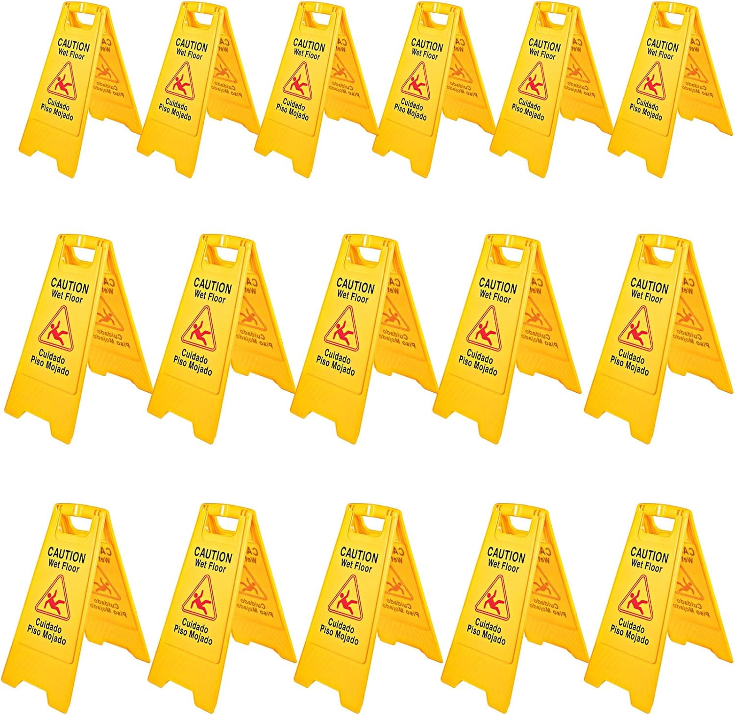 16 Pack Wet Floor Sign, 25" Caution Signs Wet Floor, Fold-Out Wet Floor ...