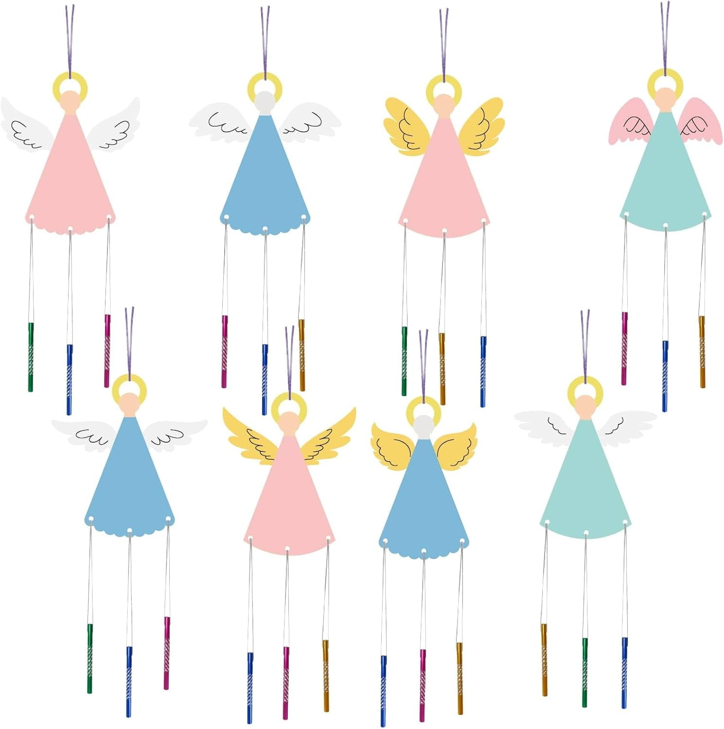 16 Pack Wind Chime Kits DIY Make Your Own Angel Fairy Wind Chime ...