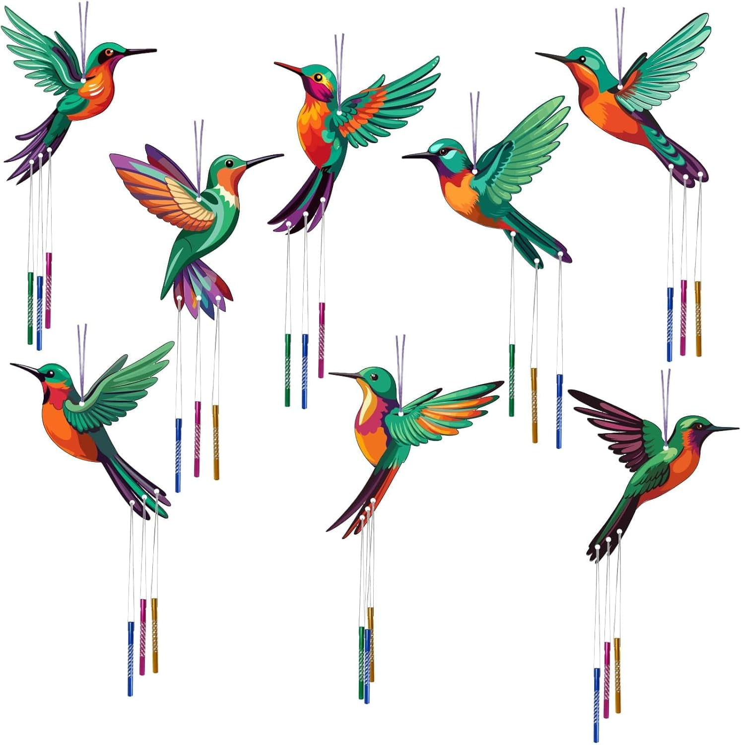 16 Pack Wind Chime Kits DIY Make Your Own Bird Wind Chime Coloring ...