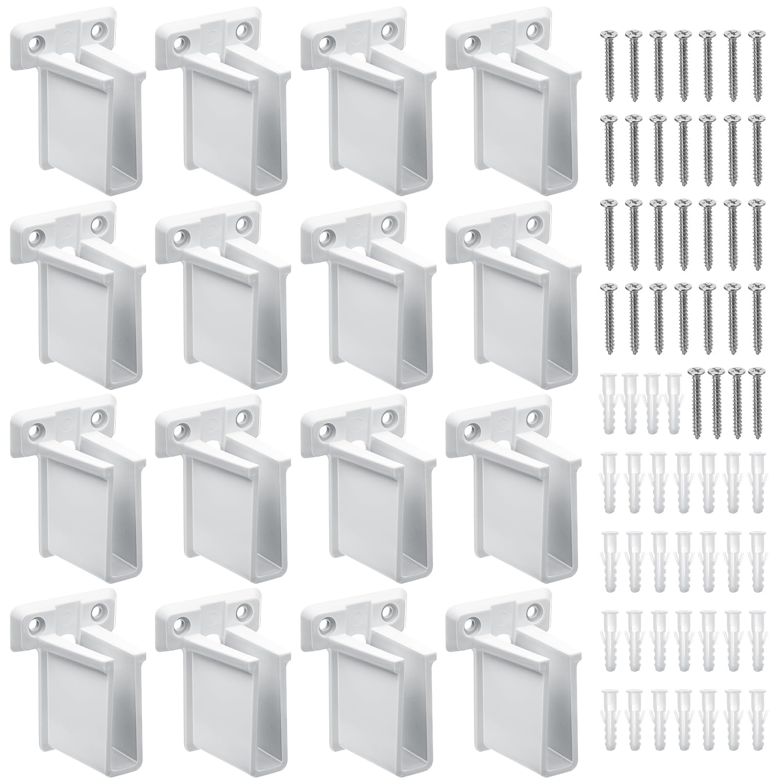 16 Pack Wire Shelf End Bracket, White Plastic Closet Shelves Brackets ...