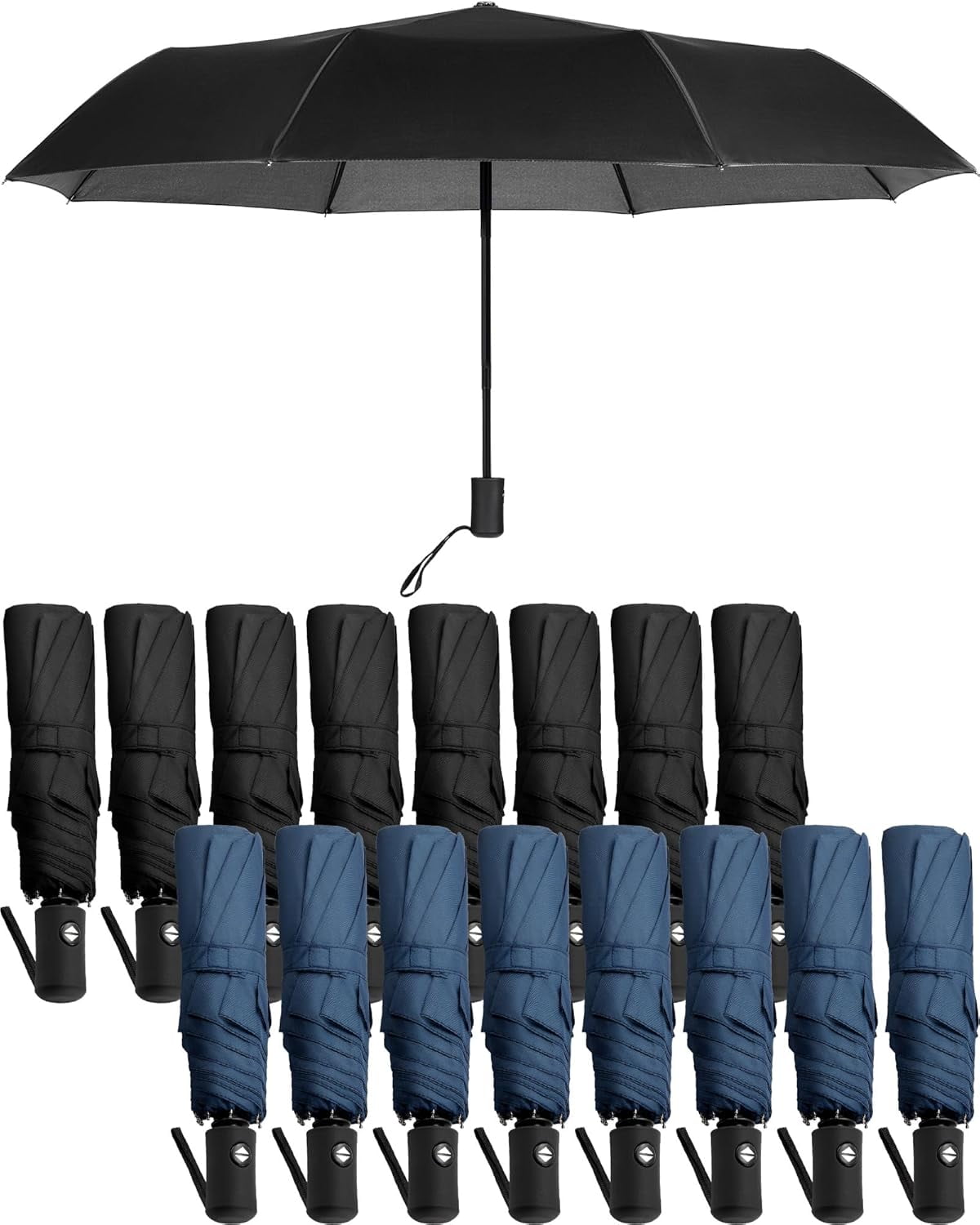16 Pack of Rain Umbrellas Bulk Travel Windproof Automatic Open and ...