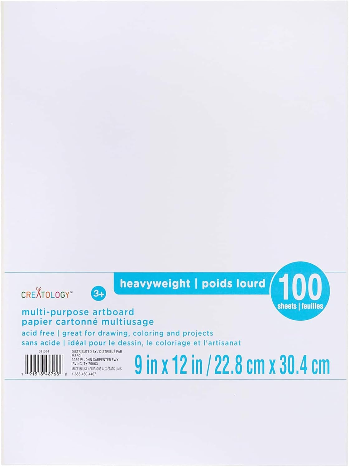16 Packs: 100 ct. (1,600 Total) 9”; x 12”; Artboard by Creatology ...